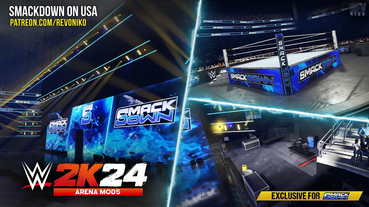 WWE 2K24 : SMACKDOWN ON TOYOTA CENTER (Extended Crown Fighting) - ARENA ...