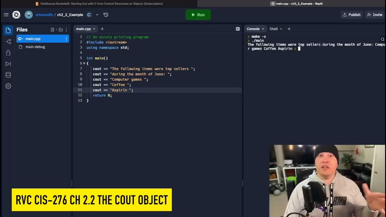 CIS 276 Ch 2 2 COUT Object - YouTube