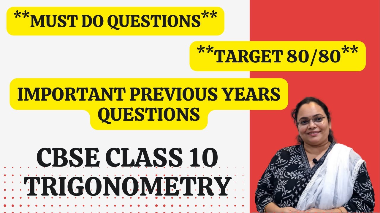 Trigonometry Previous Years Questions Class 10 CBSE | Class 10 Maths ...