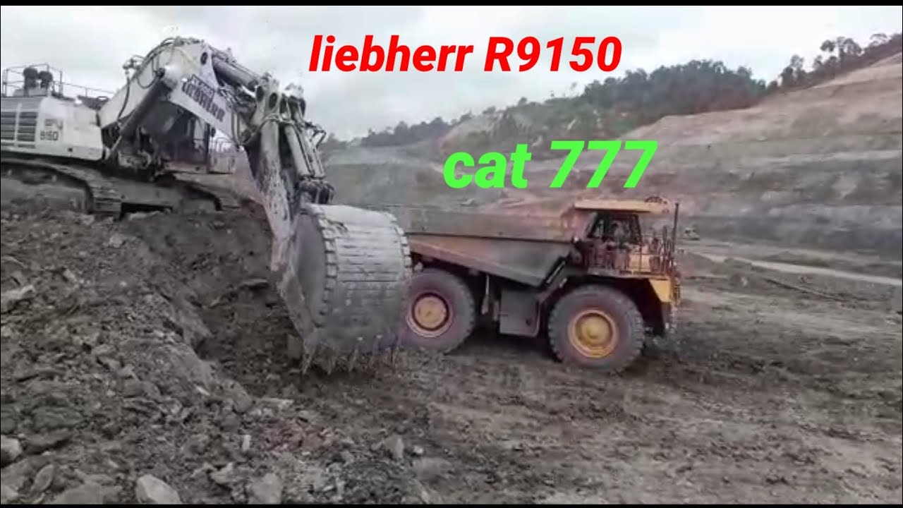 PC LIEBHERR R9150 LOADING MATRIAL OB - YouTube