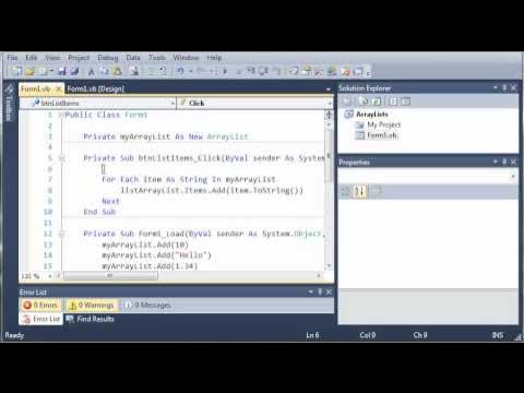 Visual Basic Tutorial - 81 - More On ArrayLists Part 2 - YouTube