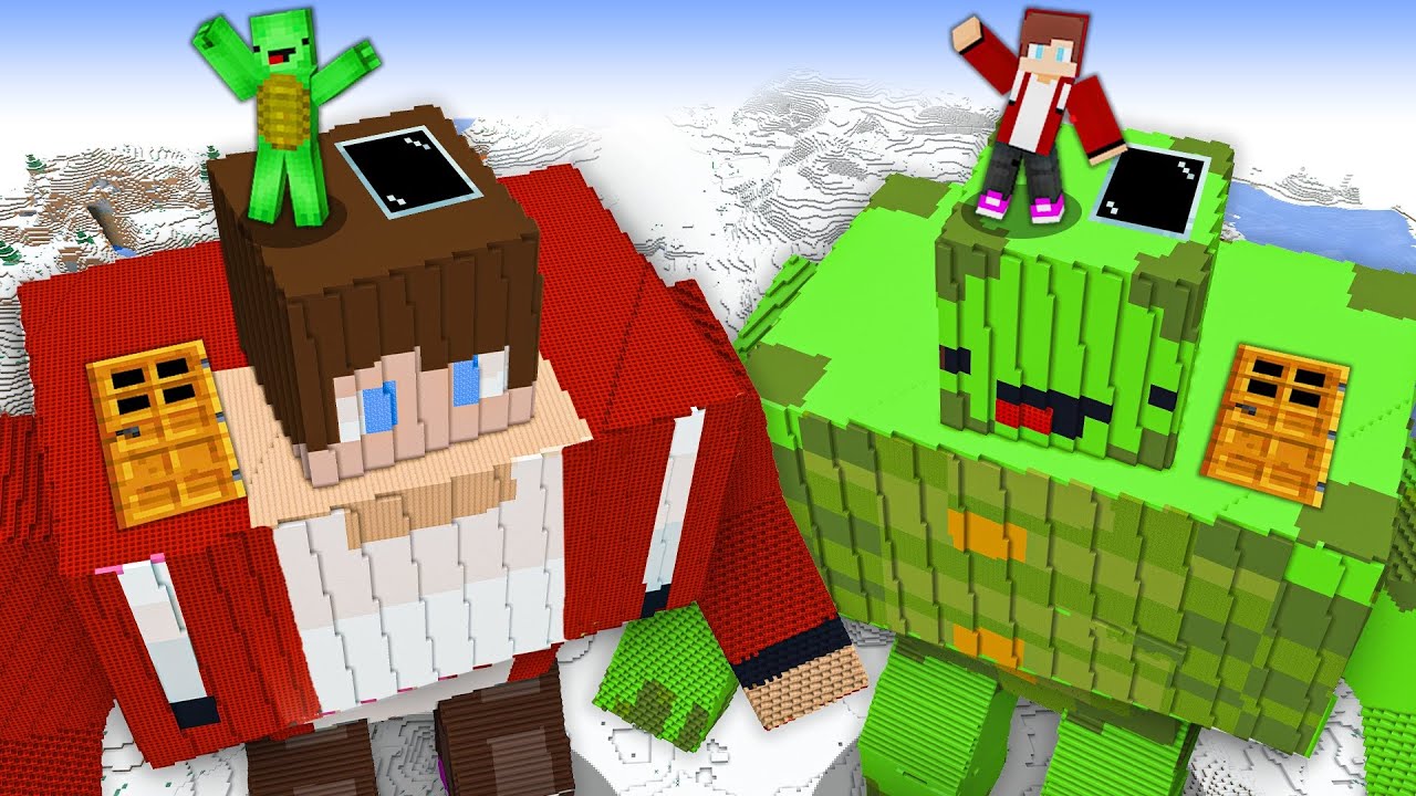 JJ vs Mikey GIANT STATUE TOWERS Build Challenge in Minecraft Maizen ...