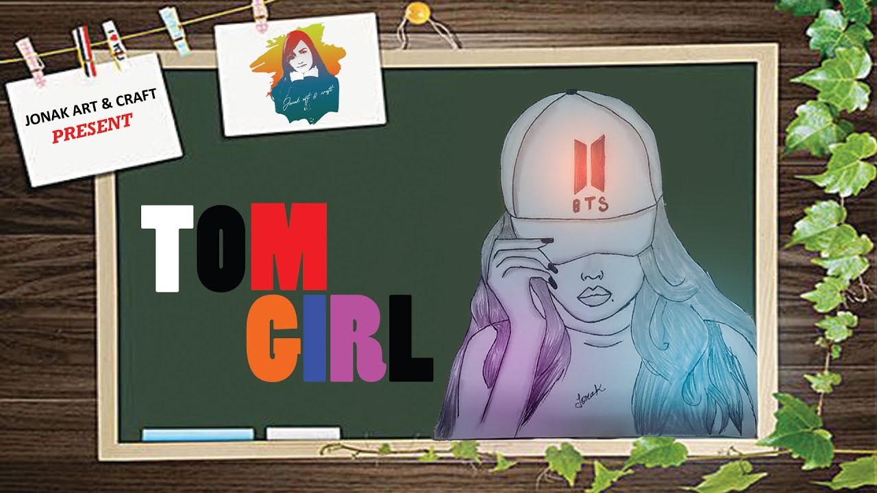 Hidden face Tom Girl - Pencil Sketch | How to draw a girl with cap for ...