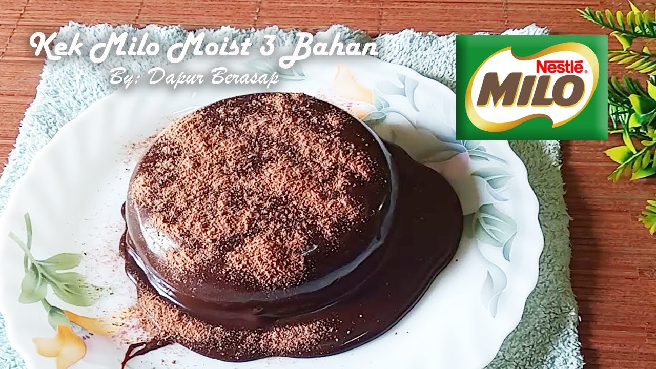 KEK MILO MOIST 3 BAHAN VIRAL | TANPA OVEN | GANACHE MILO - YouTube