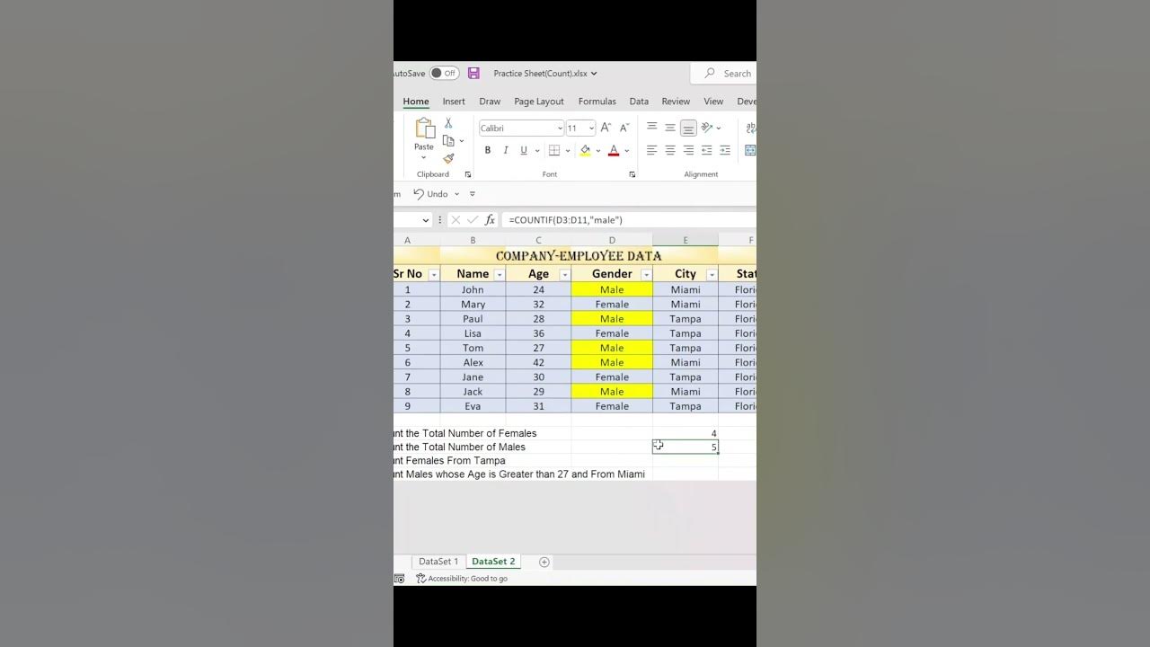 How to Use Count, Countif & Countifs in Excel (Short-4).... - YouTube