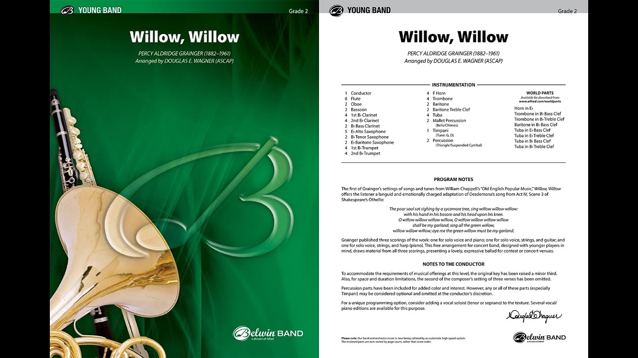 Willow, Willow, arr. Douglas E. Wagner – Score & Sound - YouTube