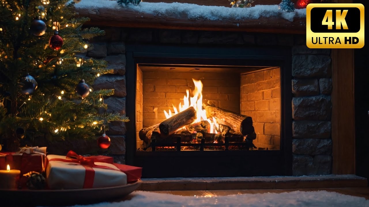 🔥 Relax with 4K Cozy Christmas Music and a Crackling Fireplace F1 - YouTube