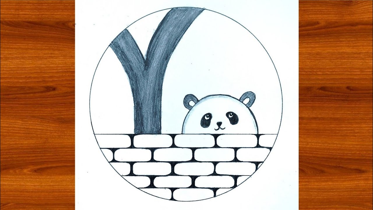 How to draw panda in circle // Circle drawing // Easy panda drawing ...