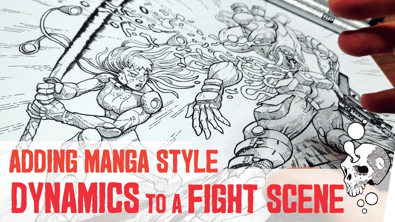 How to draw DYNAMIC scenes on COMICS - Manga inspired piece! - YouTube