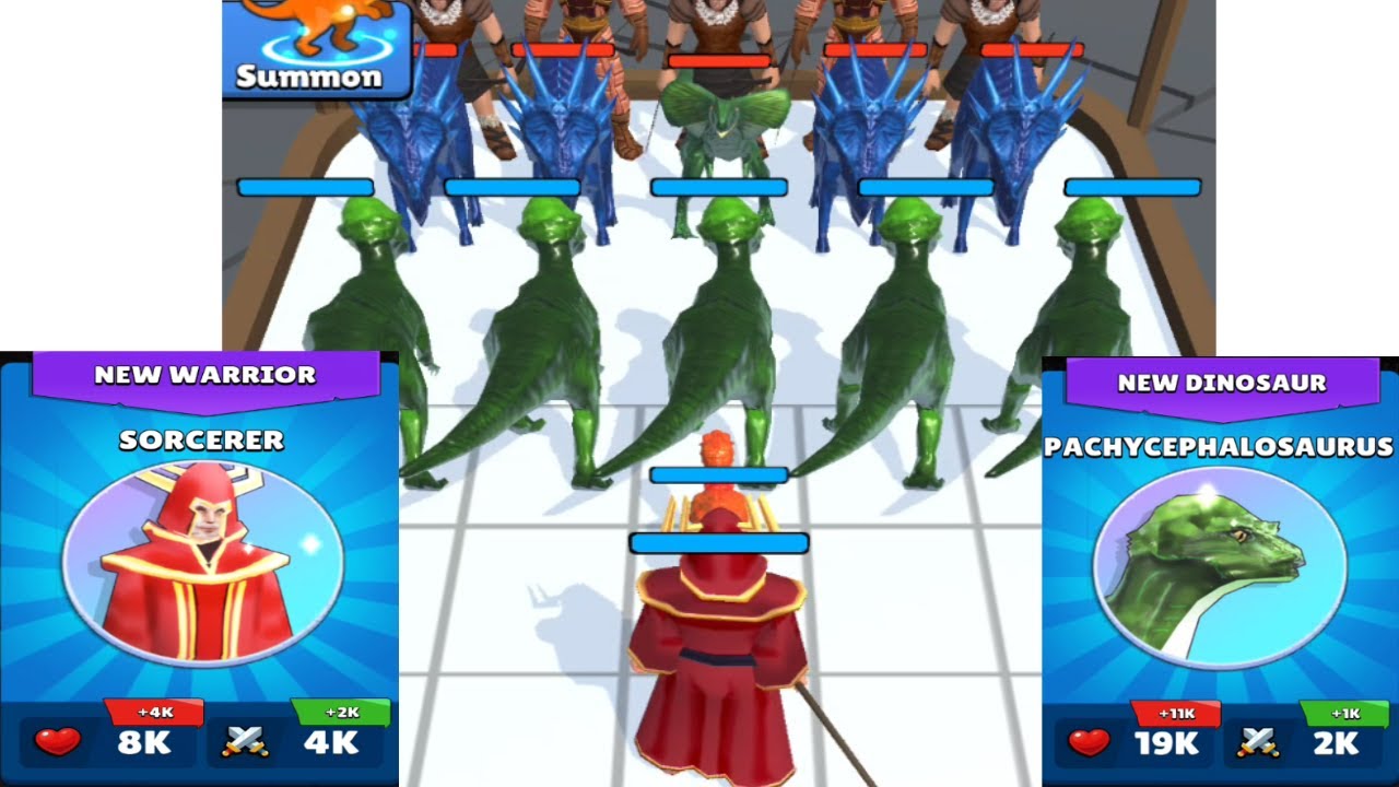 Magician Merah dan 5 Dinosaurus Hijau bertarung || Merge Master ...