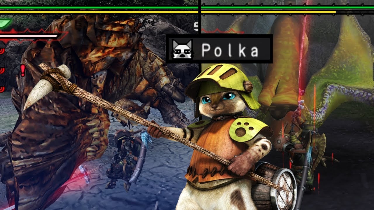 Meeting my 1st MHFU Felyne! | HR1 Key Quest | Guild Hall | Barroth ...