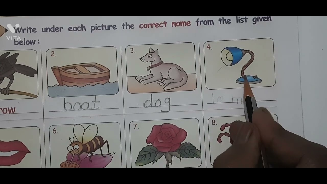 Lkg, Ukg 1st || Pictures and Words Worksheet// write correct names ...