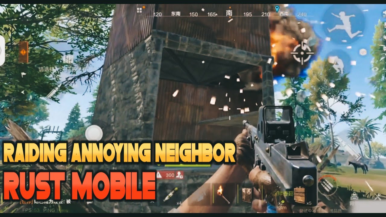 Rust Mobile - Raiding Annoying Neighbor Base / AKM SKIN - YouTube