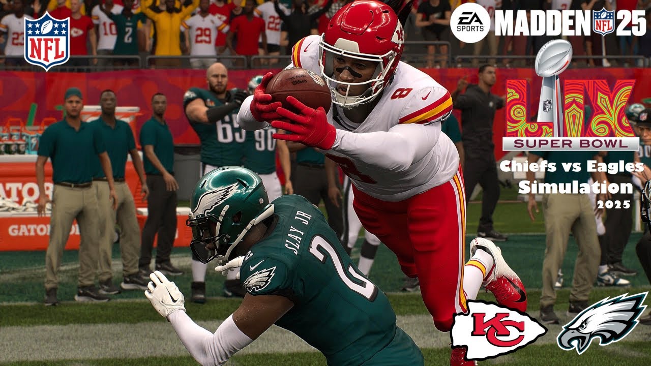 Madden 25 Super Bowl 59 Kansas City Chiefs vs Eagles Sim 2025 Full 15 ...