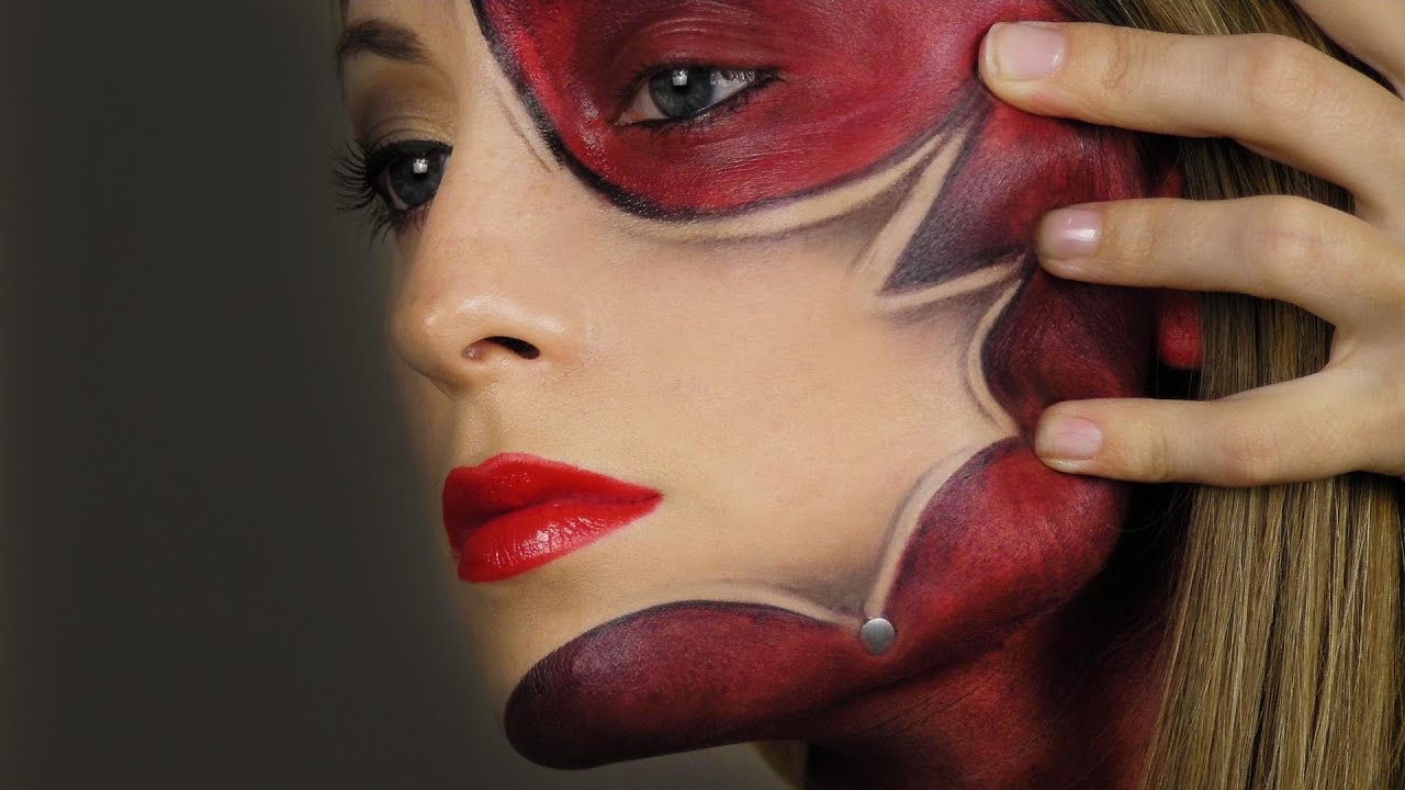 Exposed Muscle, Pulled & Stapled Skin Halloween Makeup - YouTube