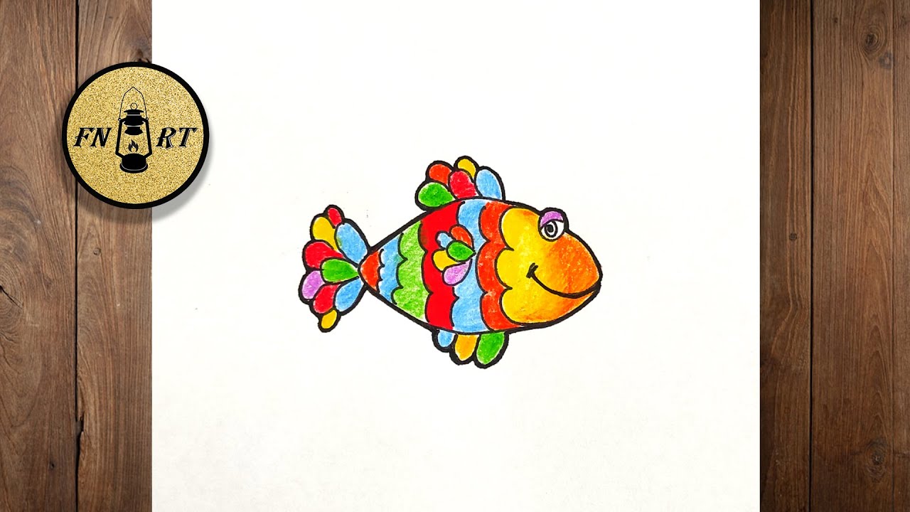 How to draw a Rainbow Fish easy step by step - YouTube