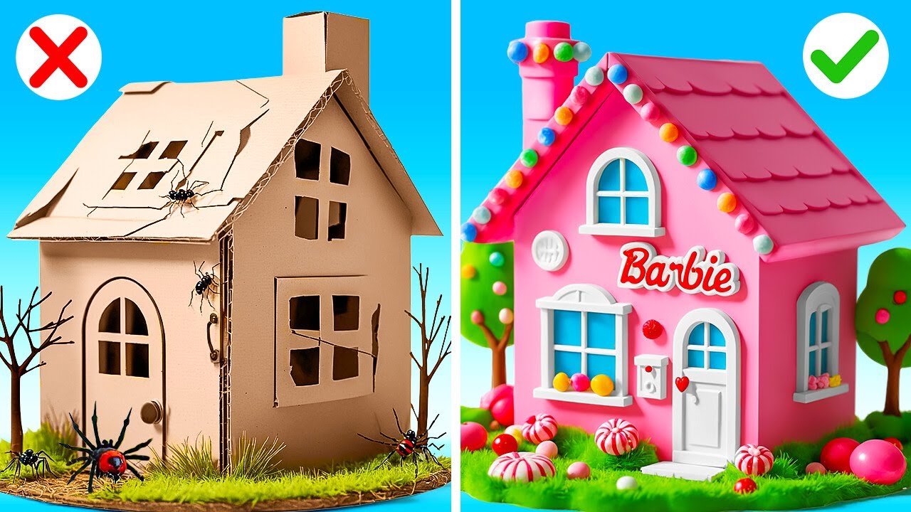 Poor vs Rich Doll House! Doll Room Makeover and Miniature Crafts by 123 ...