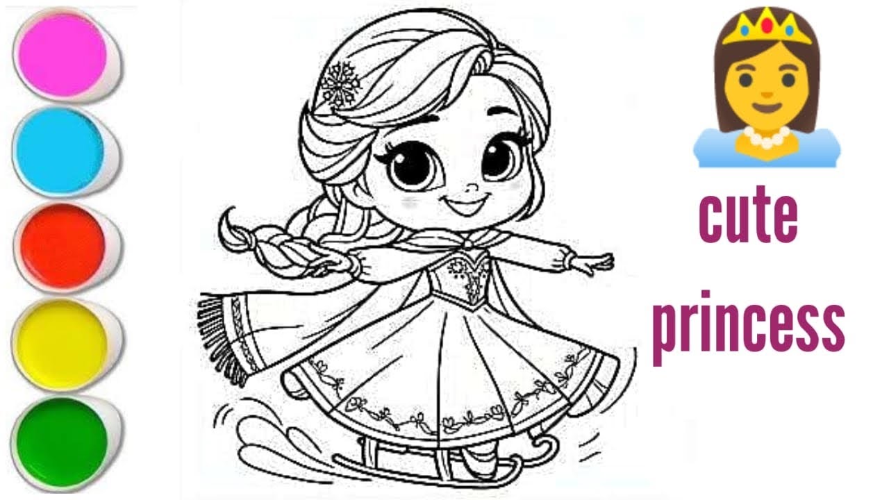 Disney Frozen 👸Cute Baby Elsa Draw And Colour Step By Step For Kids And ...