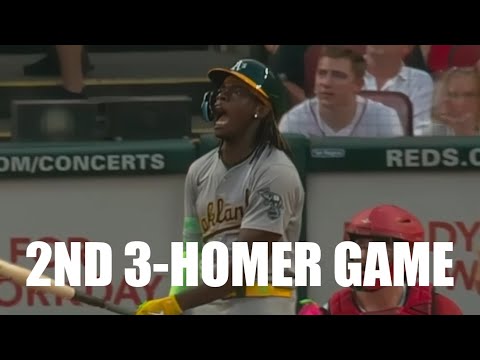 Lawrence Butler's 2nd Three Home Run Game of the Season vs Reds!! - YouTube