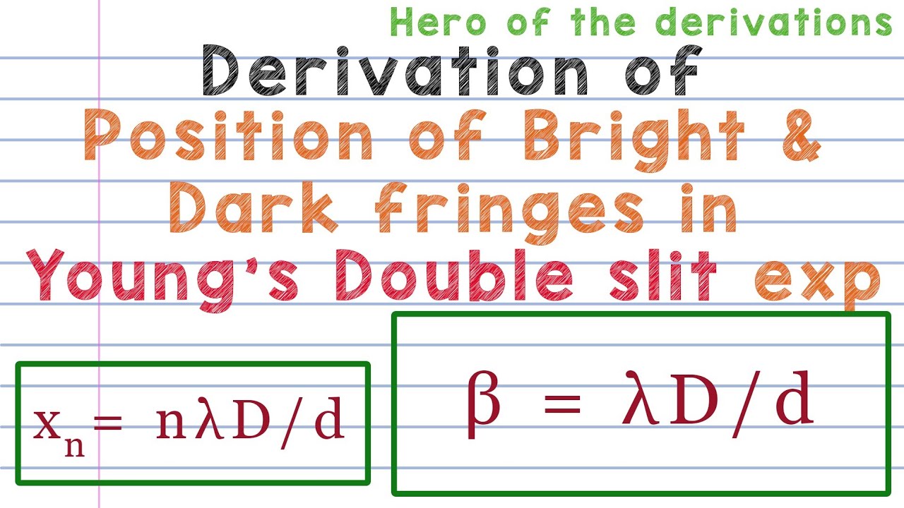 Derivation of position of bright and dark band, fringe width in Young's ...