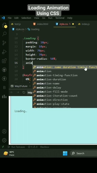 Loading Animation Using CSS 📐 #javascriptinterviewquestions #htmlcsswebsite #htmlcss #javascript ...