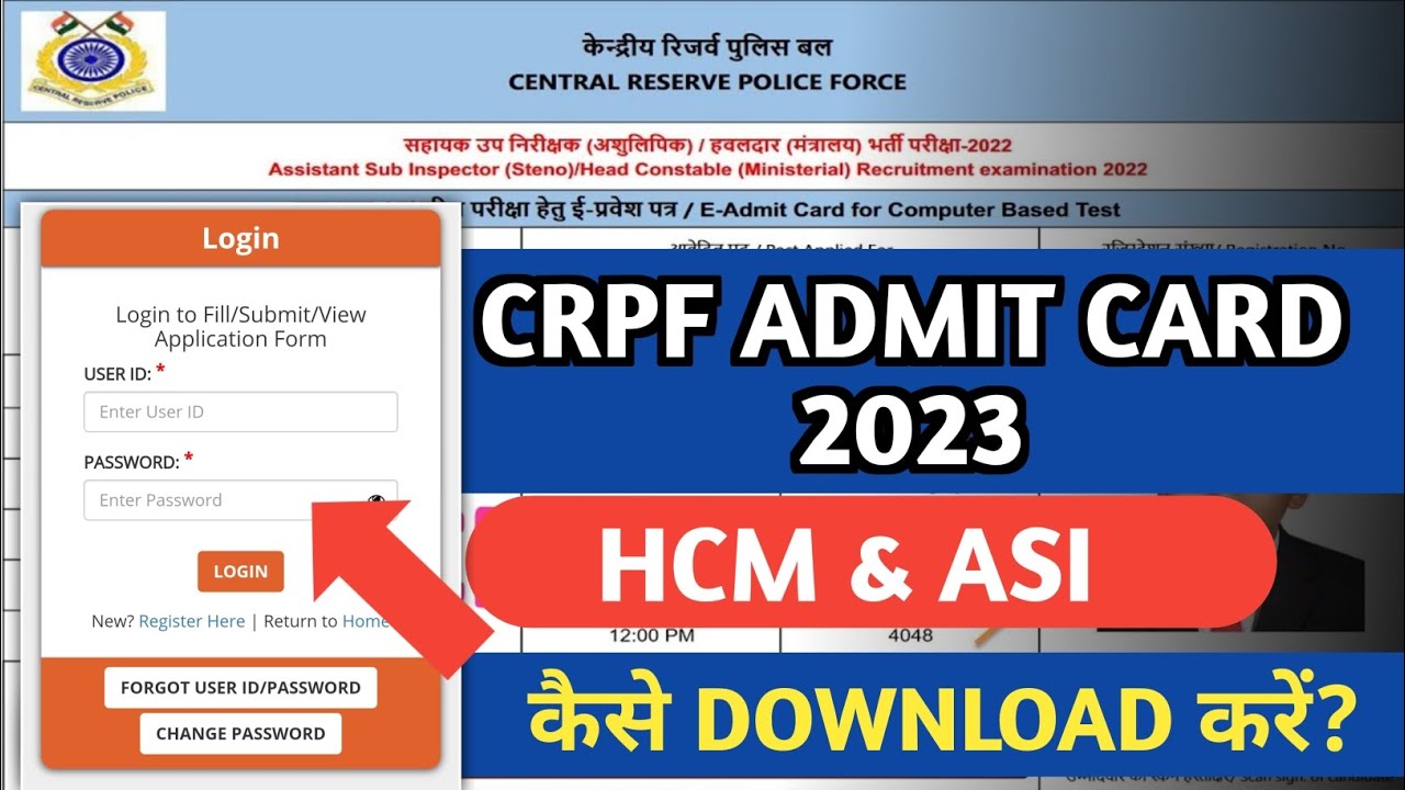 CRPF Admit card download kaise karen | CRPF HCM admit card 2023 ...