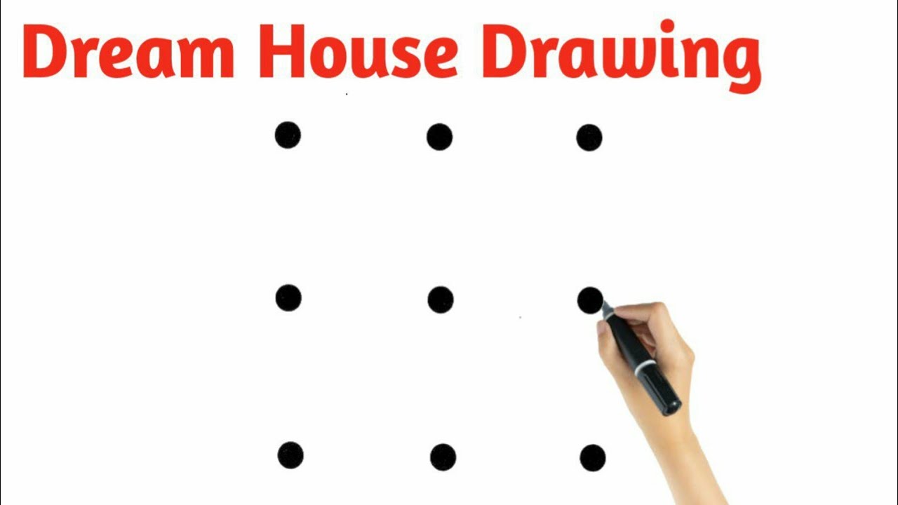 How To Draw House From 9 Dots|Easy House Drawing|Dots Drawing - YouTube