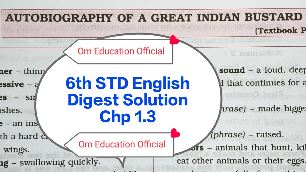 6th STD English Digest Solution Chp 1.3 Autobiography Of A Great Indian ...