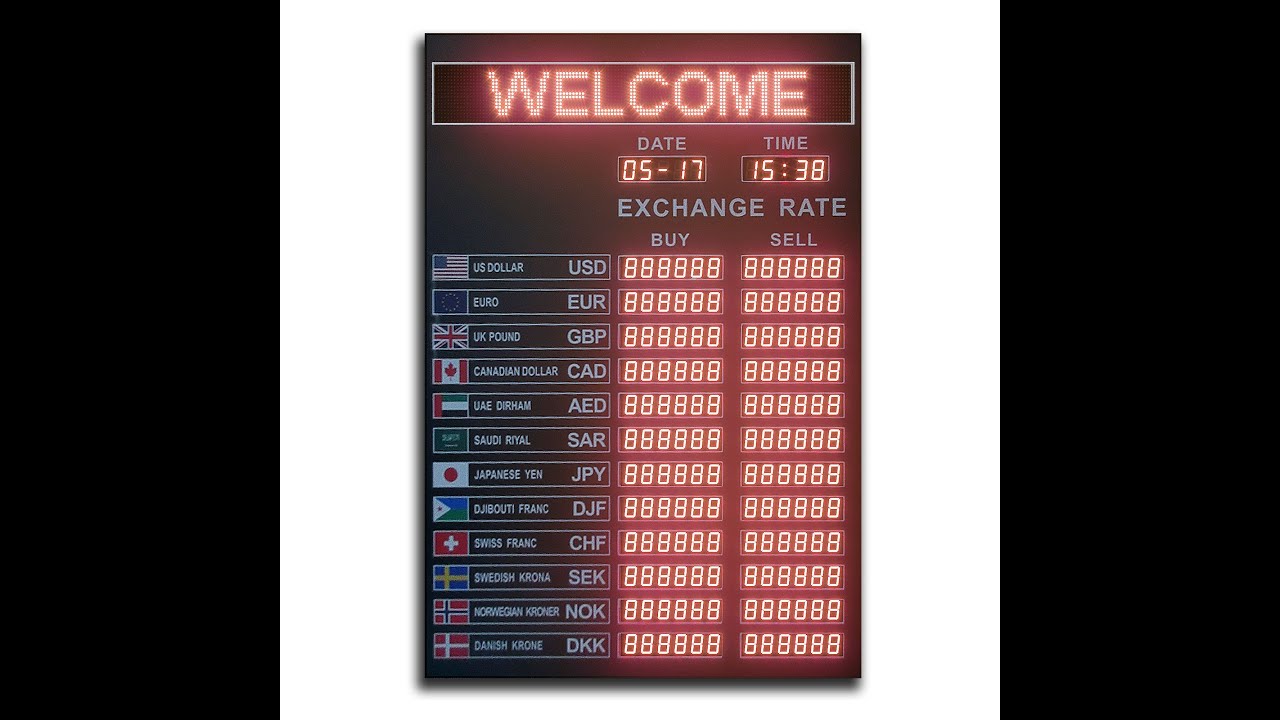 Foreign Currency Exchange | Currency exchange display | Display boards ...