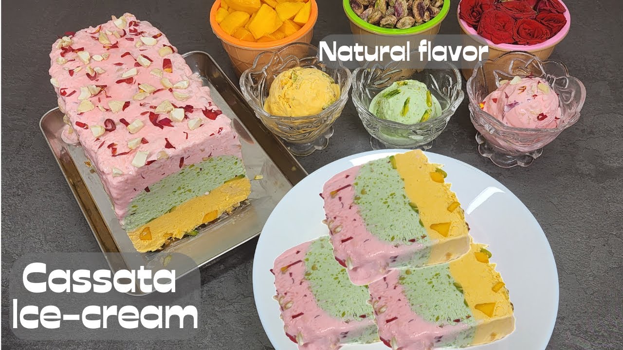 layers icecream Recipe | Rose Pista Mango icecream | Natural flavor ...