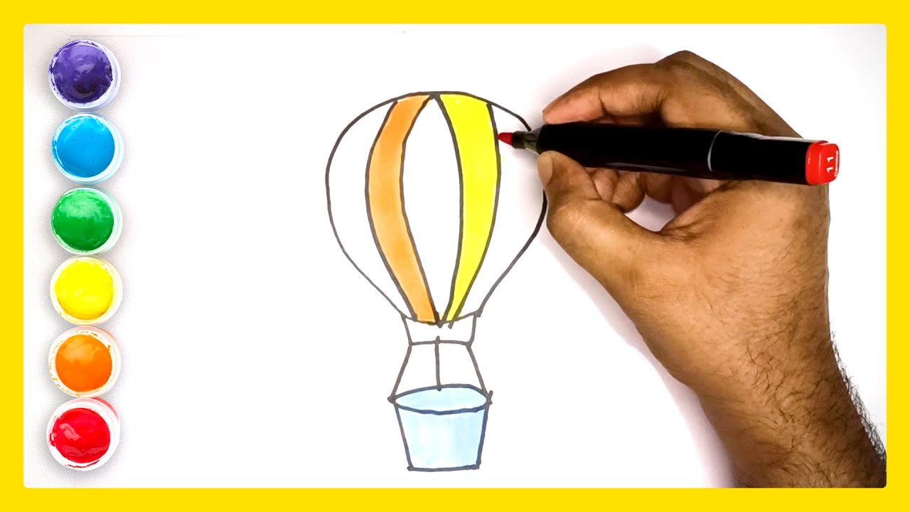 How to draw hot air balloon | easy hot air balloon 🎈 | Hot Air Balloon ...