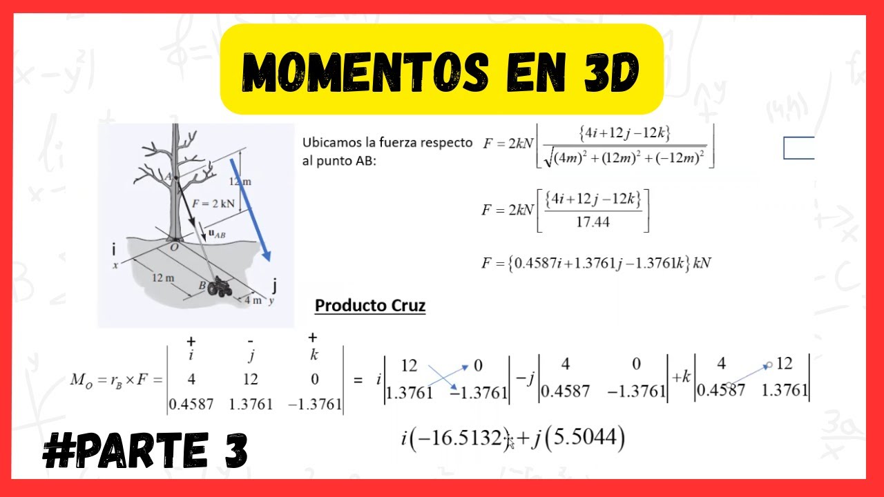MOMENTOS en 3D: Ejercicio Avanzado y Detallado uso del PRODUCTO CRUZ ...
