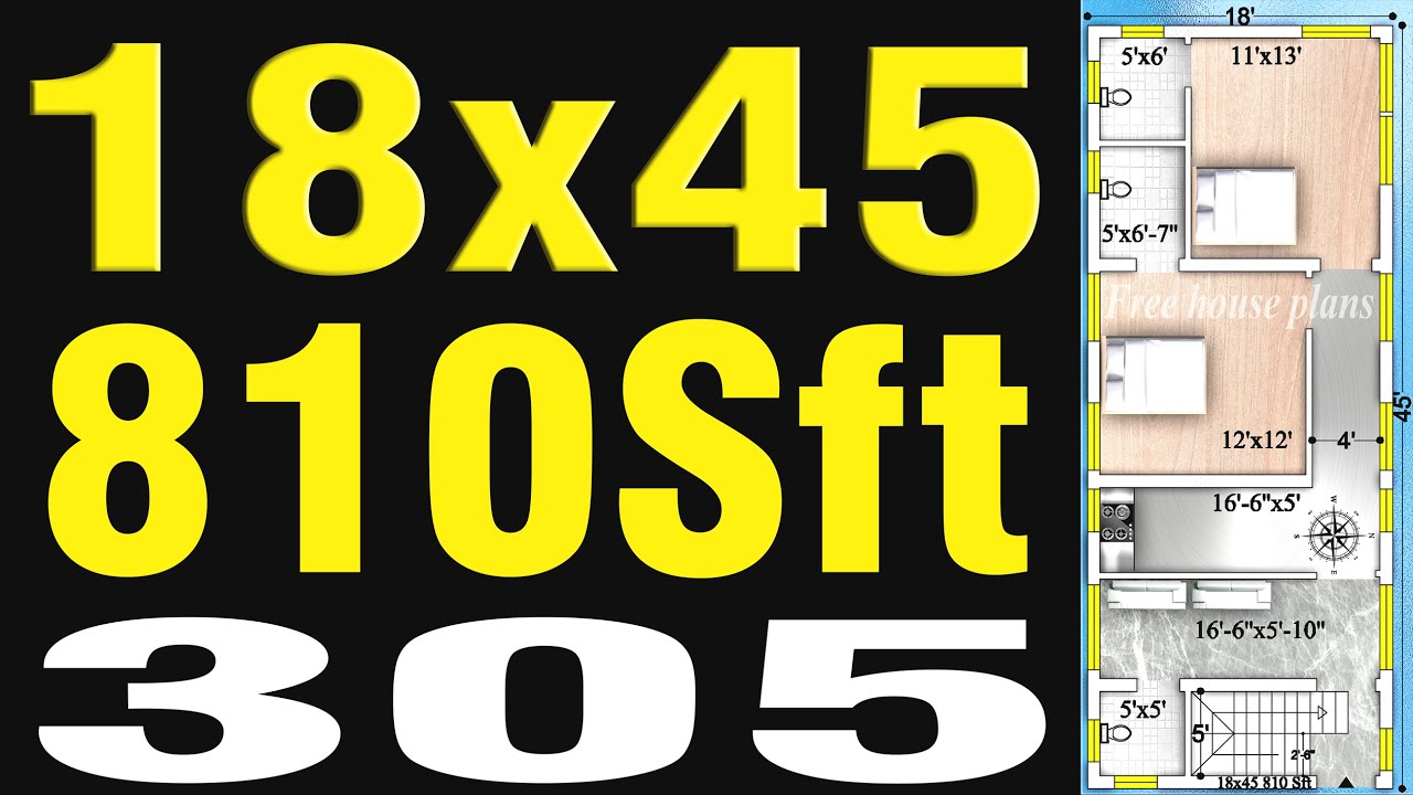 2bhk home plan 18X45 - YouTube