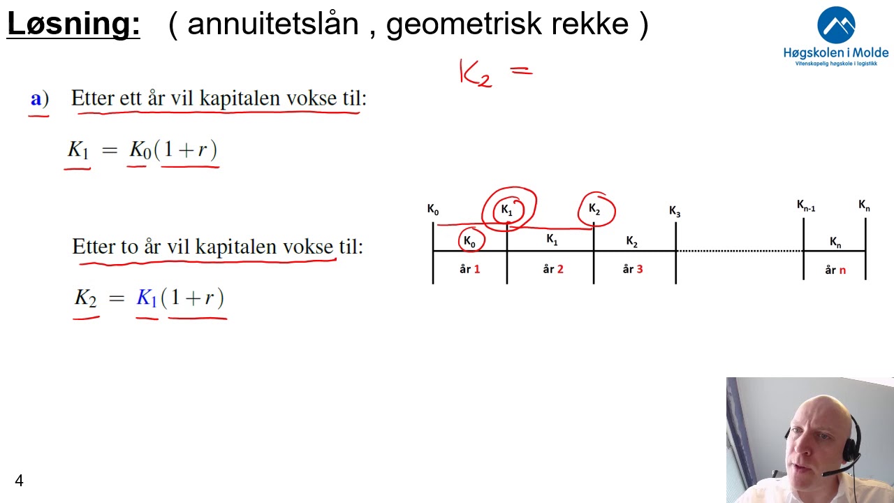 Uke 9.8 Annuitetslån, geometrisk rekke - YouTube