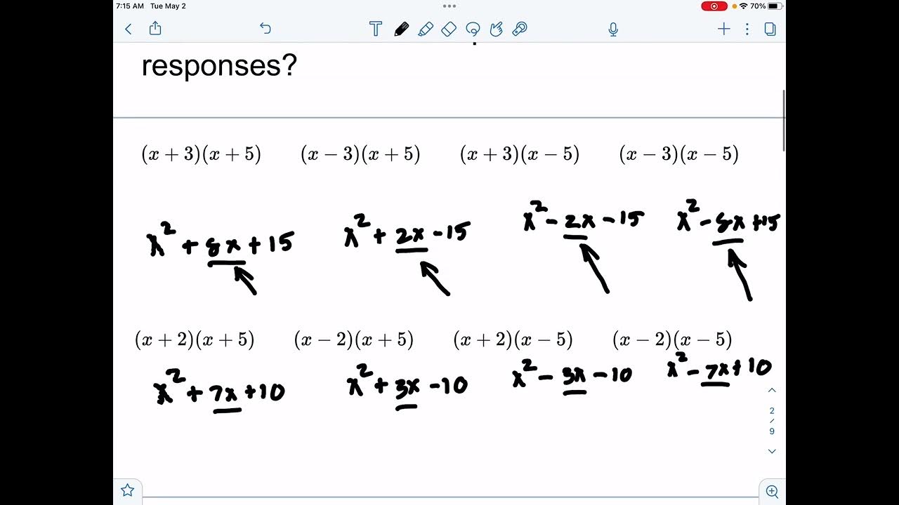 Factoring trinomials using the x method - YouTube