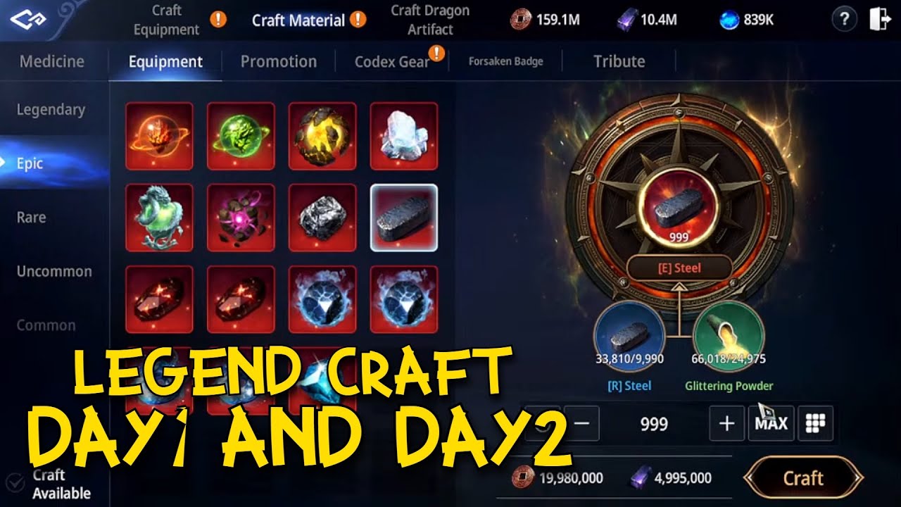 CRAFTING LEGEND WEAPON DAY1 n DAY2 - YouTube