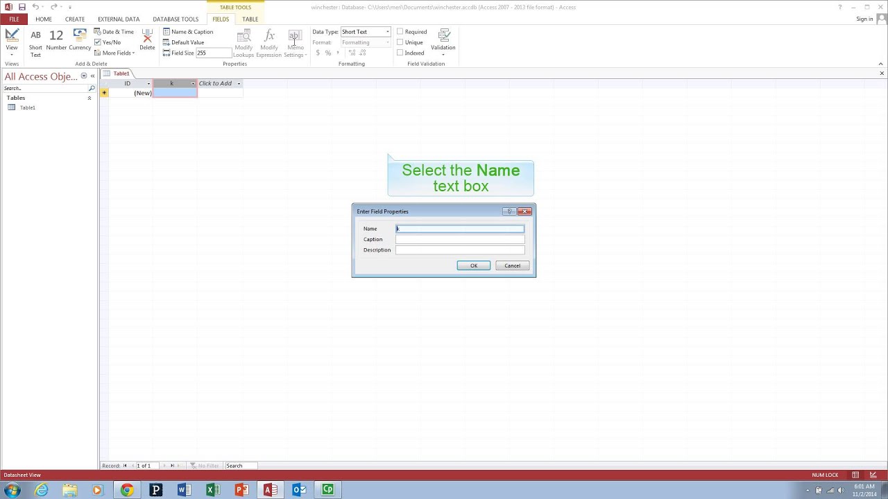 Acces: Tables from datasheet view - YouTube