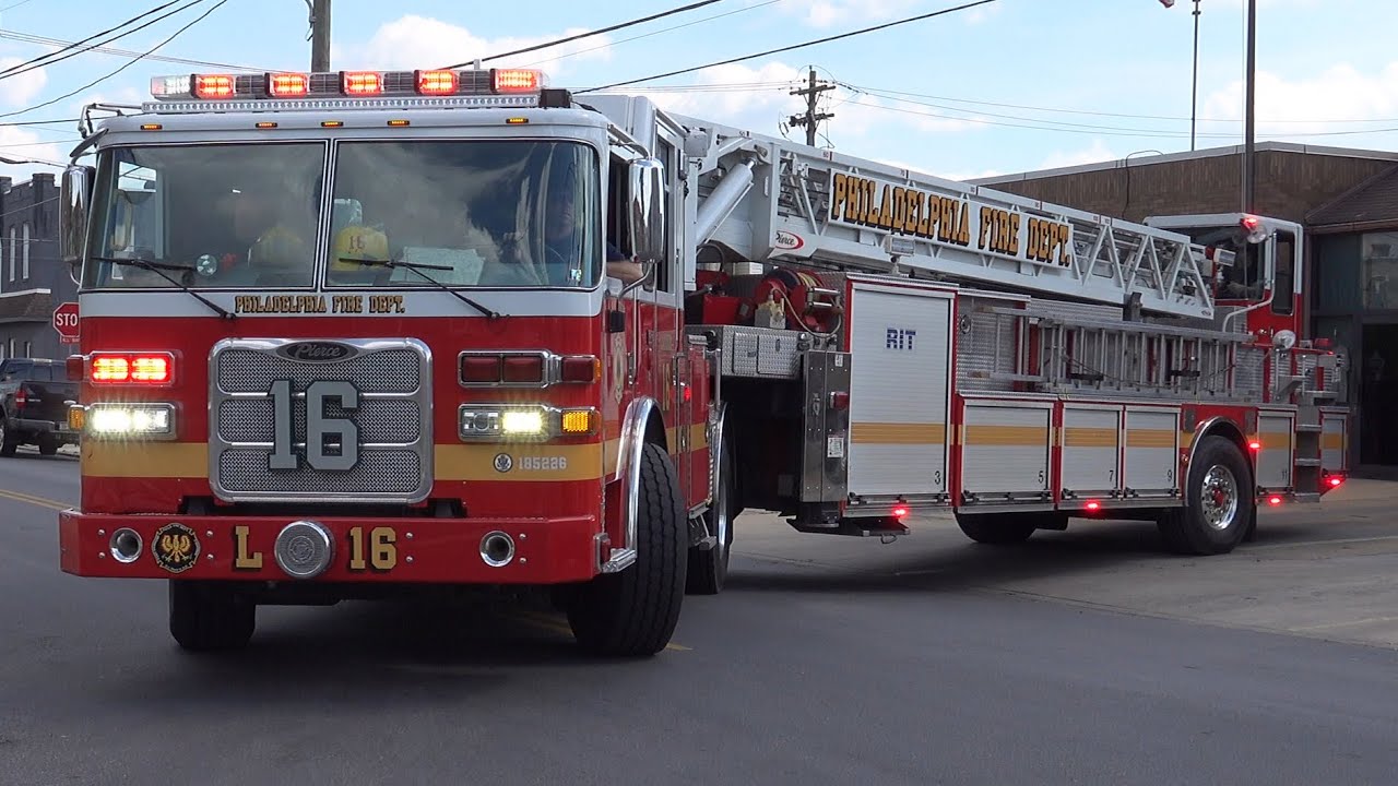 Philadelphia Fire Department Ladder 16 Responding - YouTube