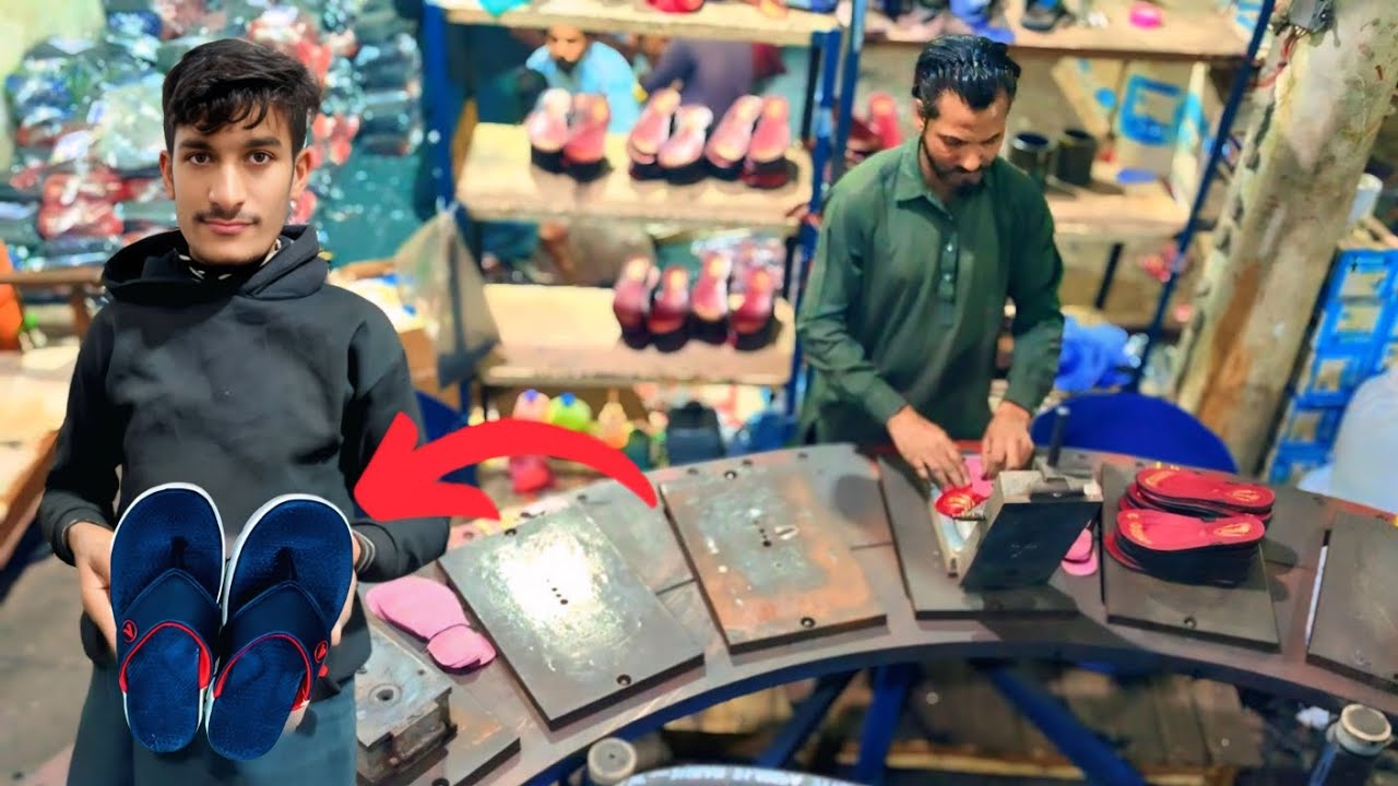 Amazing manufacturing process of slippers in pakistani factory| - YouTube