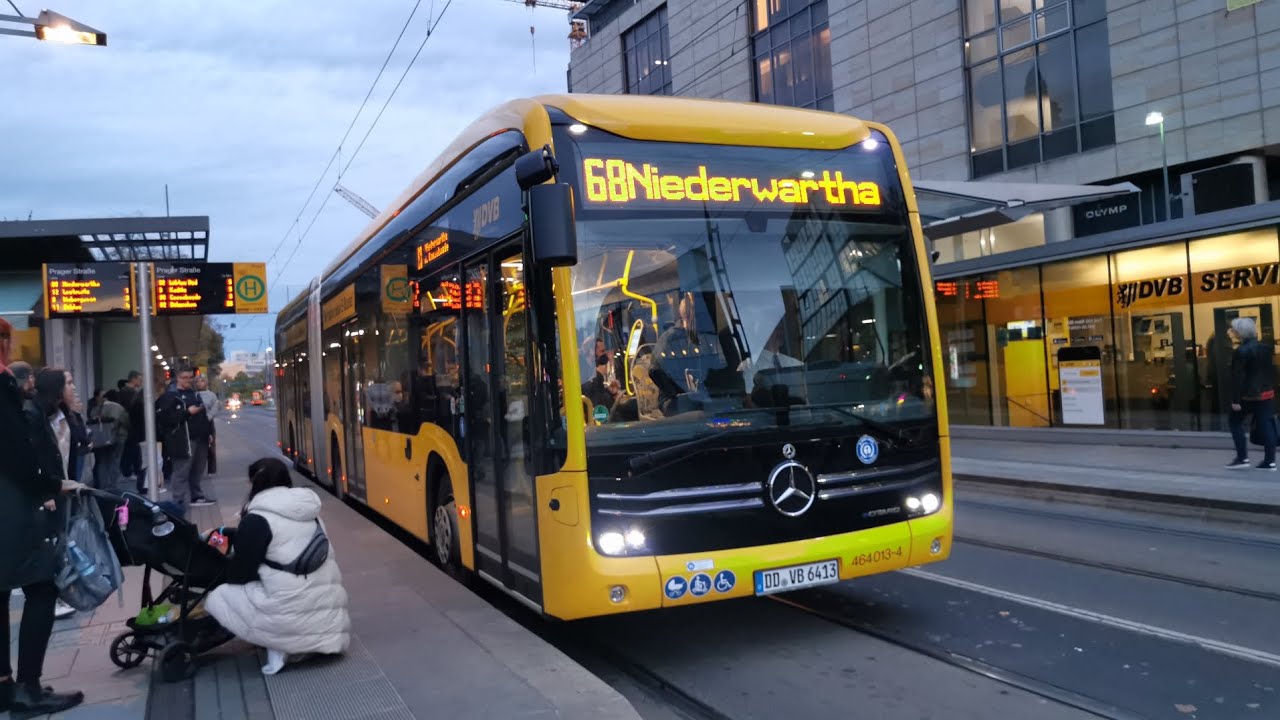 Busmitfahrt im neuen eCitaro G von S Stehlen bis Prager Straße auf der ...