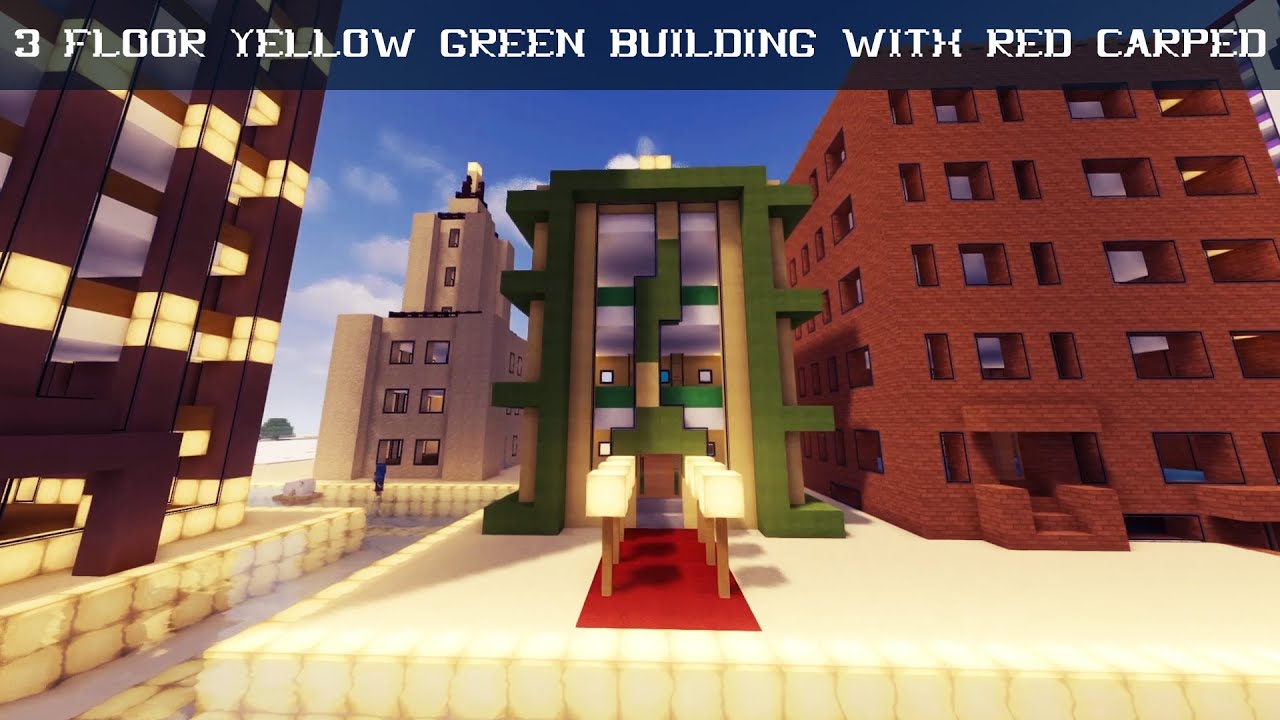 3 Floor Yellow Green Building With Red Carped Minecraft Architecture ...