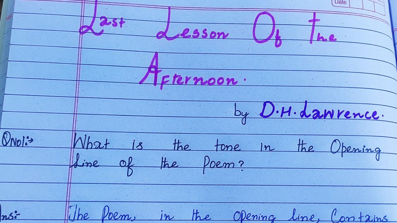 Last Lesson Of The Afternoon by D.H.Lawrence||Class 10th question ...