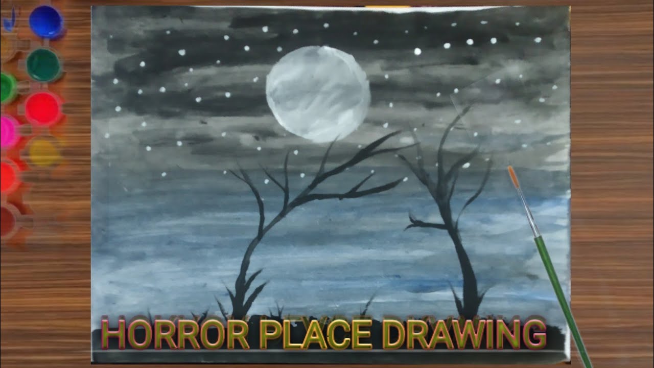 Drawing Of A Horror Place With Watercolour - YouTube