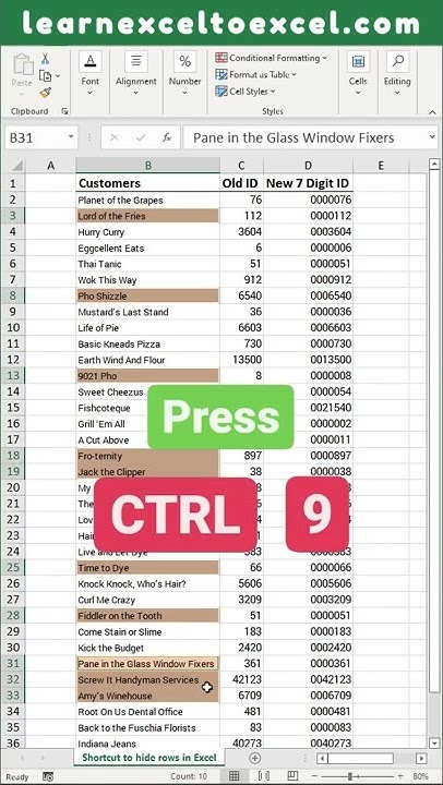 Excel Pro Trick: Shortcut to Hide Multiple Rows in #Excel | How to Hide ...