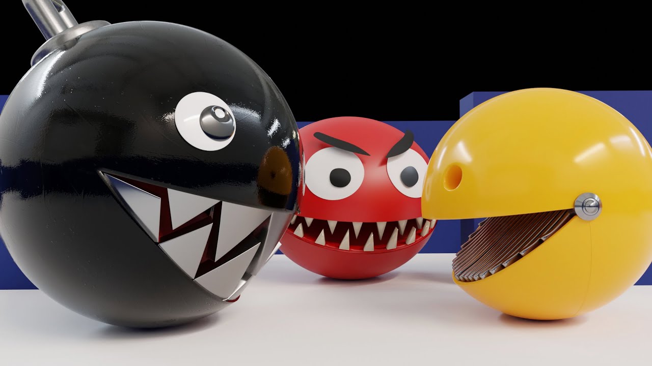 Robot Pacman vs Chain Chomp vs Red Monster Pacman (Super crazy fight ...