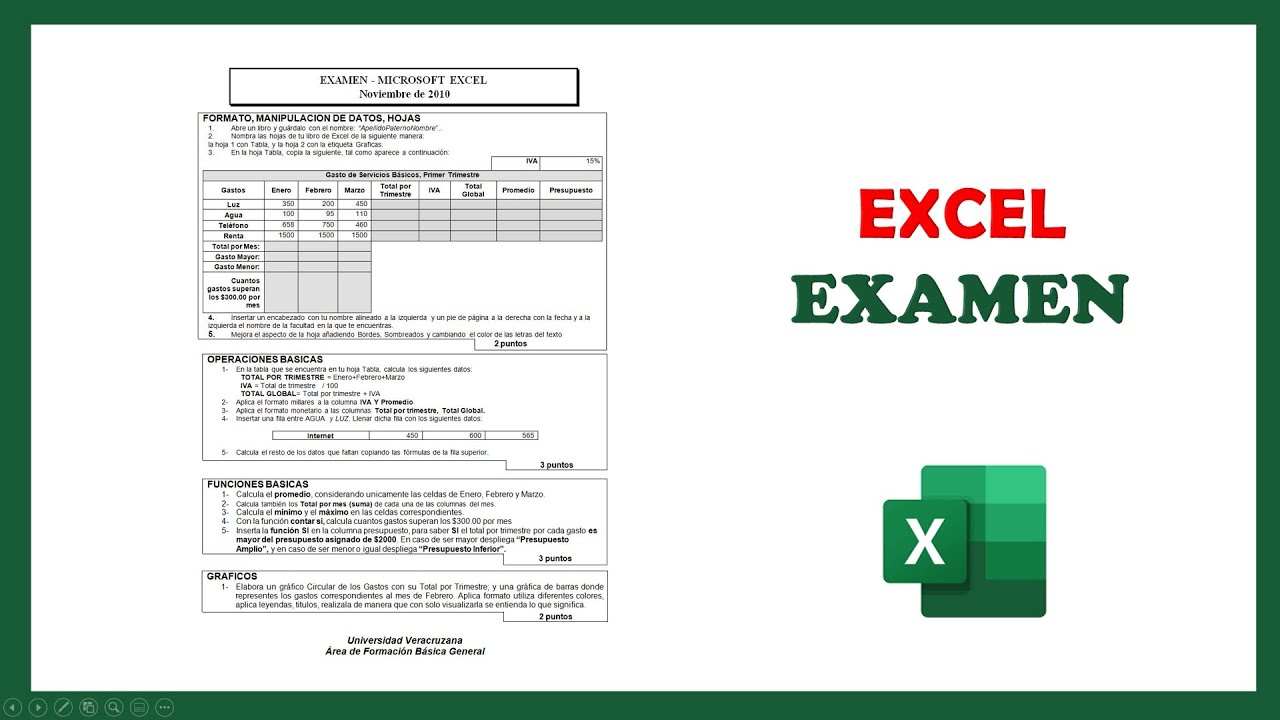 EXCEL 2019 - EXAMEN - YouTube