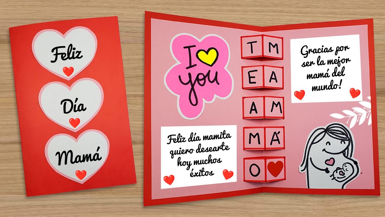 🌷Tarjeta POP UP día de la madre🌷 DIY hecho a mano 😍 Mother's Day Card 💖 ...