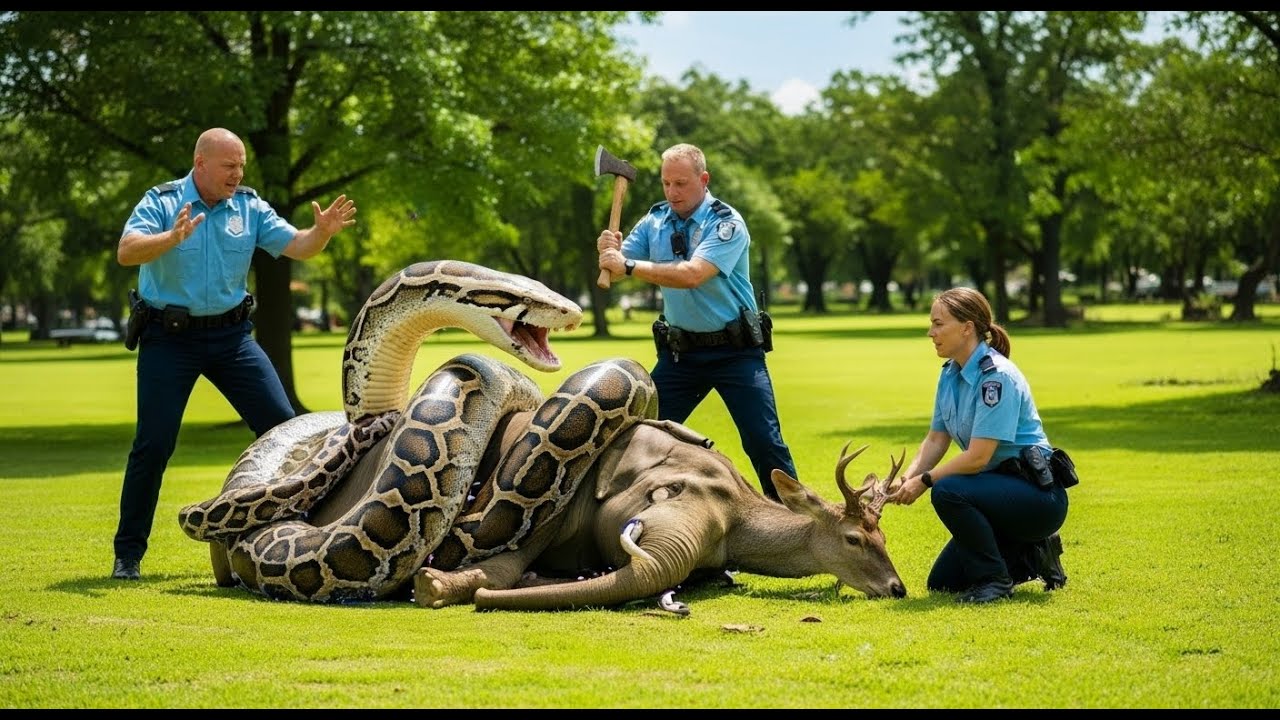 Courageous Rescue Saving the Deer from the Giant Python - YouTube
