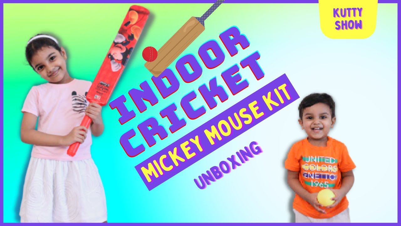 Indoor Cricket Mickey Mouse Cricket Kit Unboxing | Bat ball and stumps ...