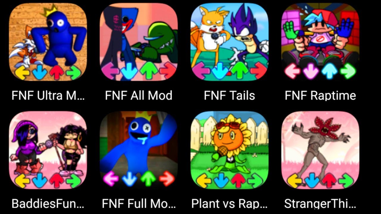 Stranger Things,FNF All Mods,FNF Tails,FNF Raptime,Baddies Funkin,Plant ...